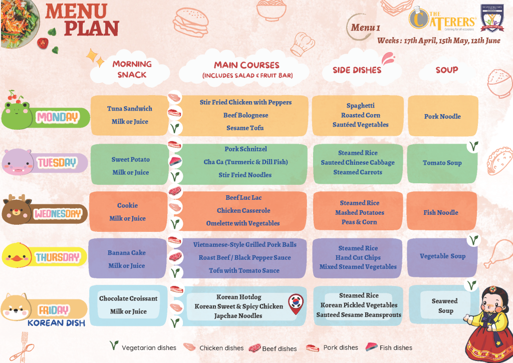 Lunch Menu - The International School @ ParkCity Hanoi (ISPH)